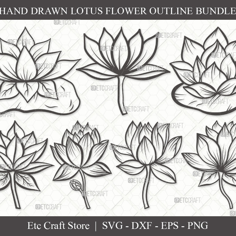 Lotus Outline - Etsy