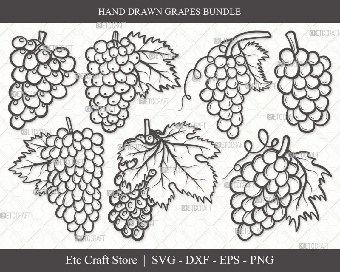 Trauben Umriss SVG geschnitten Datei | Traube Svg | Weinrebe Svg ...
