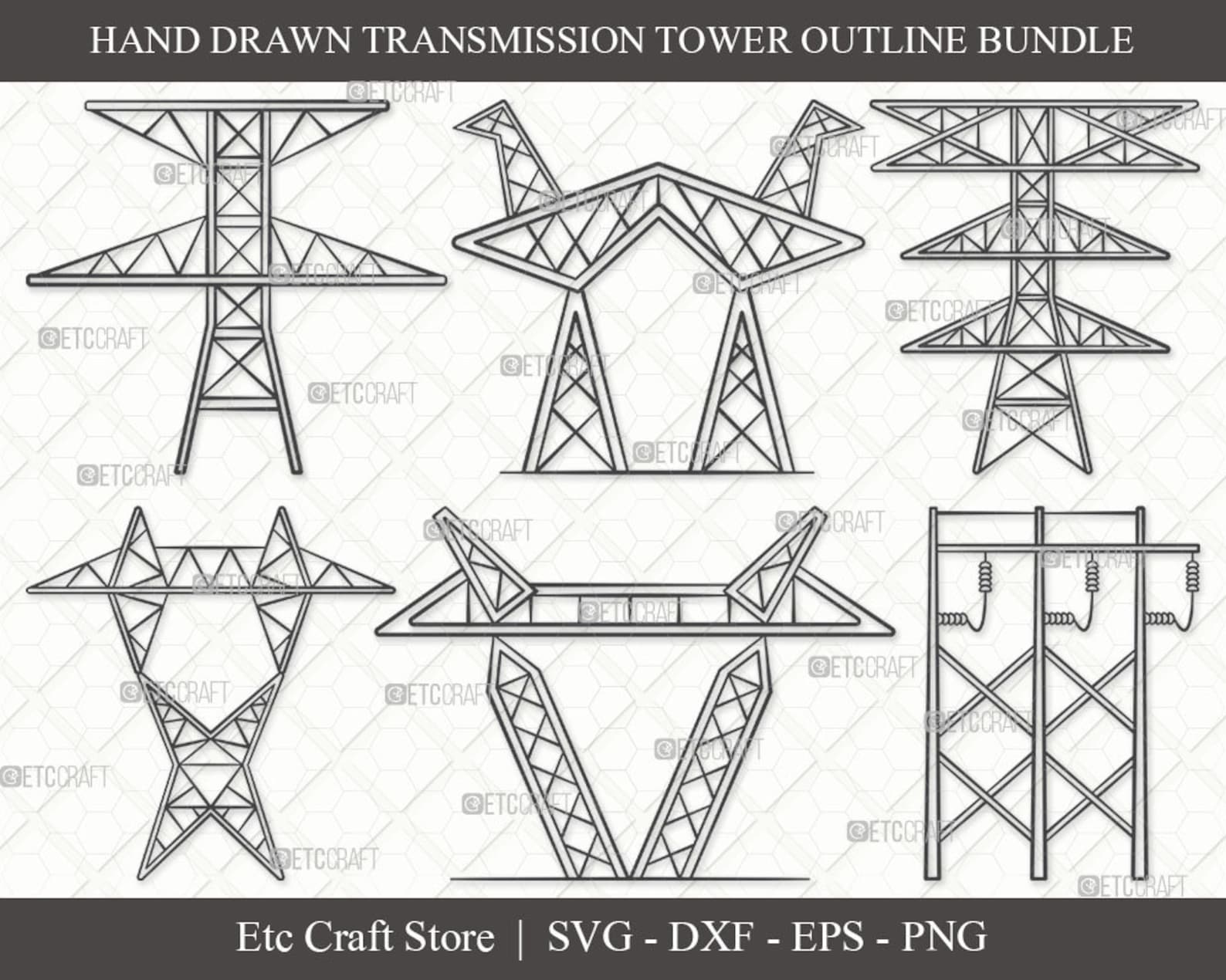 Transmission Tower SVG Tower Outline Power Lines Svg - Etsy