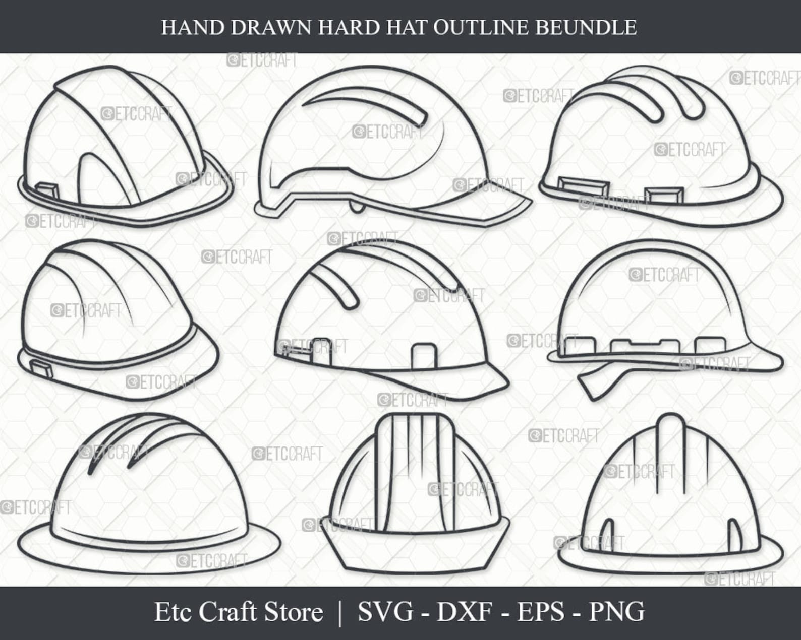 Hard Hat SVG Hat Outline Construction Svg Safety Helmet - Etsy