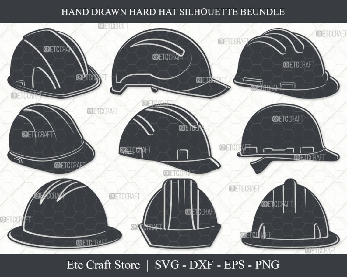 Hard Hat Silhouette SVG Bundle: Construction & Safety (digital Download ...