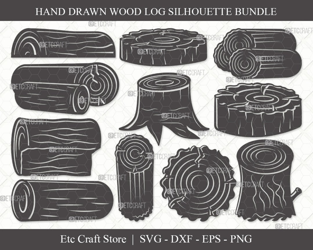 Wood Log Silhouette SVG Cut File | Wood Svg | Tree Log Svg | Tree Rings ...