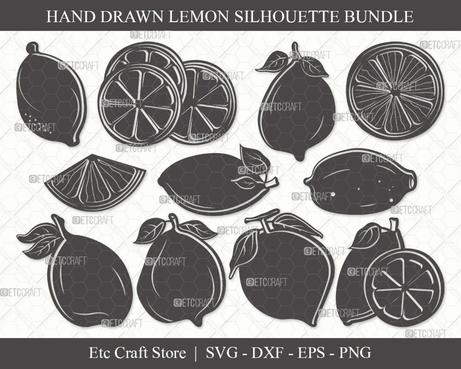 Lemon Silhouette SVG Cut File Half Lemon Svg Lime Svg | Etsy