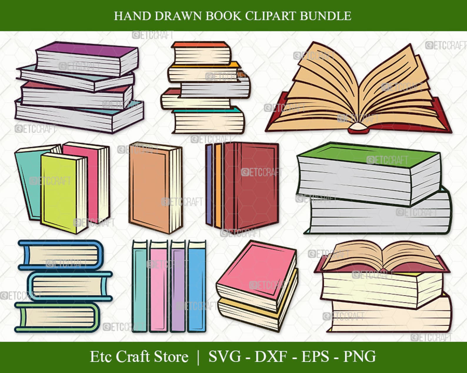 Book Clipart SVG Cut File Book Club Svg Stacked Books Svg - Etsy