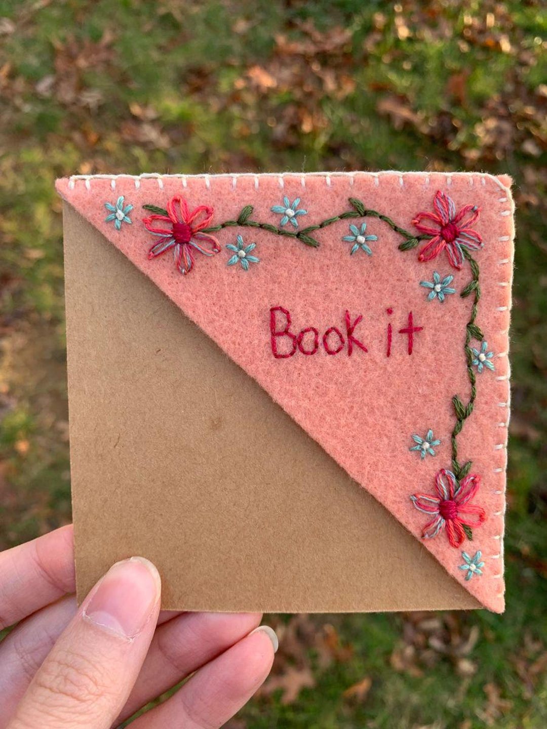 Felt Embroidered Corner Page Bookmark Book It - Etsy