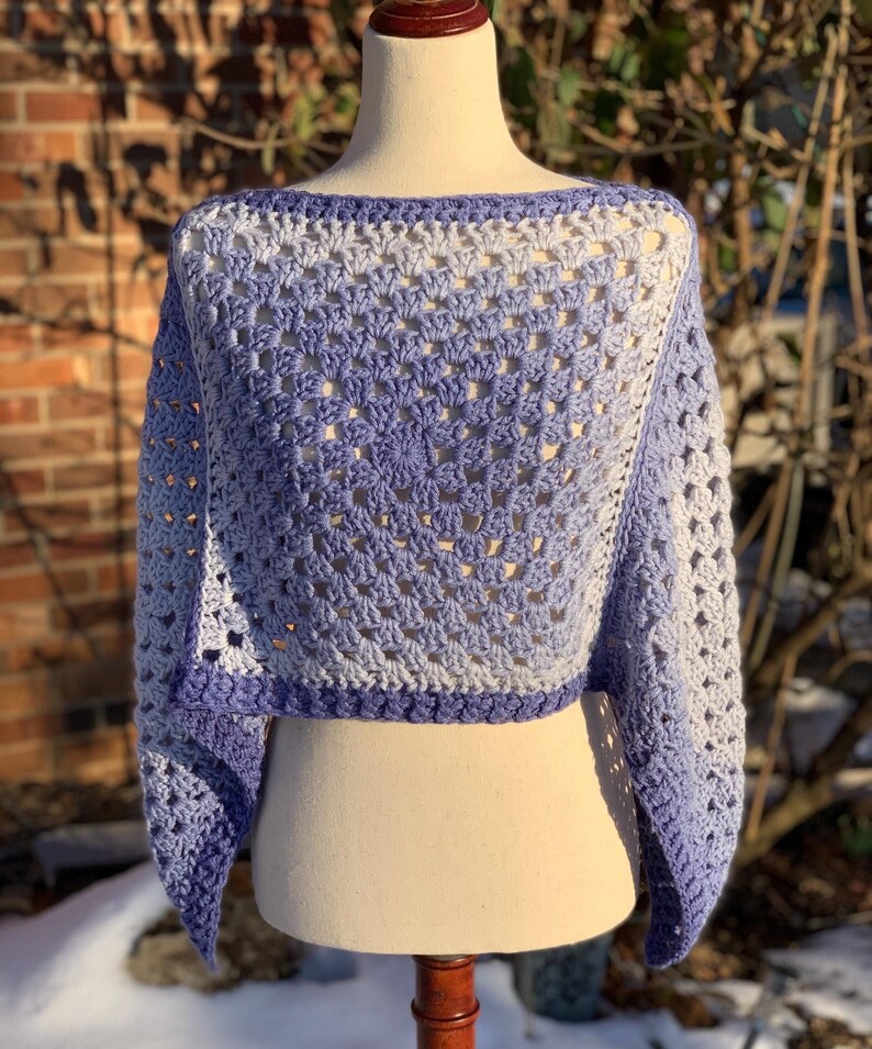Crochet Granny Square Cropped Poncho - Ombre - Etsy
