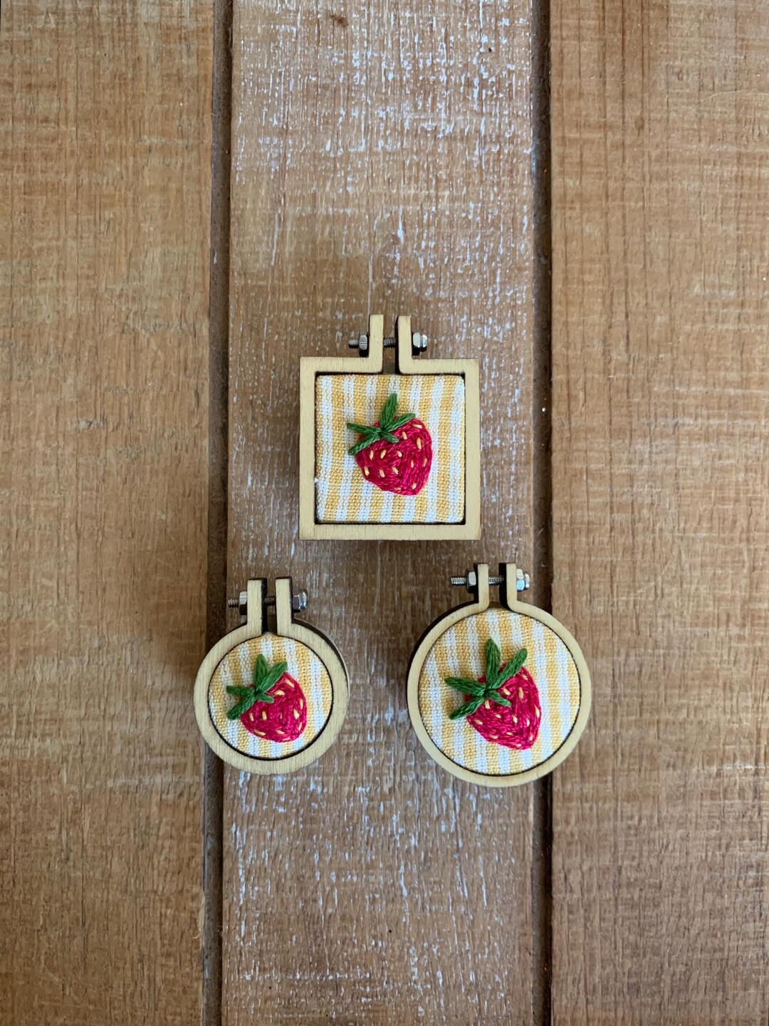 Hand Embroidered Strawberry Magnet - Etsy UK
