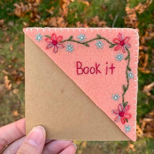 Felt Embroidered Corner Page Bookmark- Book It - Etsy