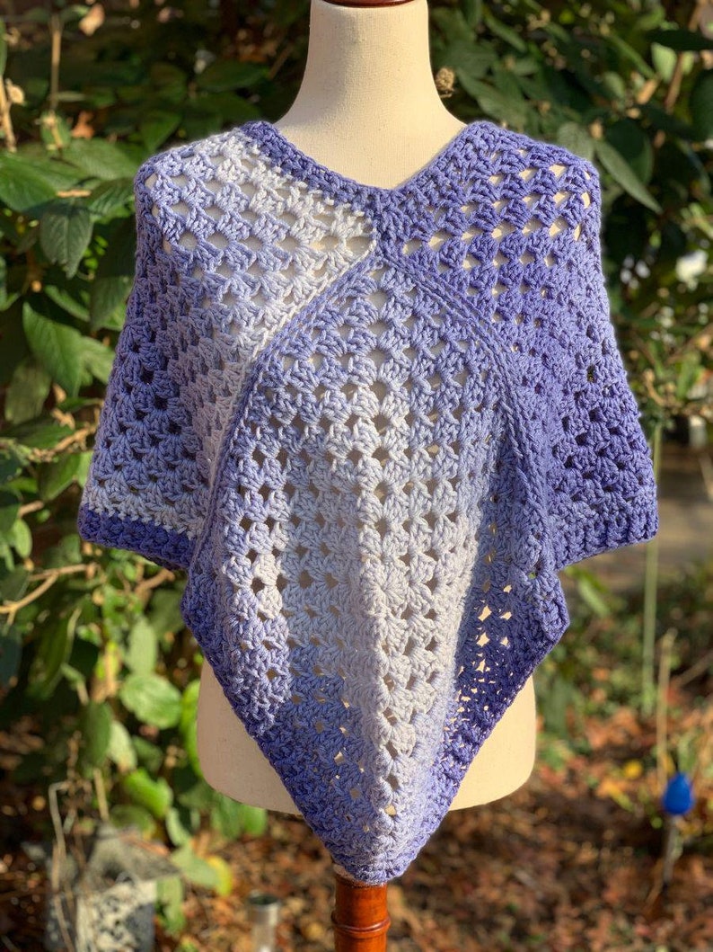 Crochet Granny Square Cropped Poncho - Ombre - Etsy