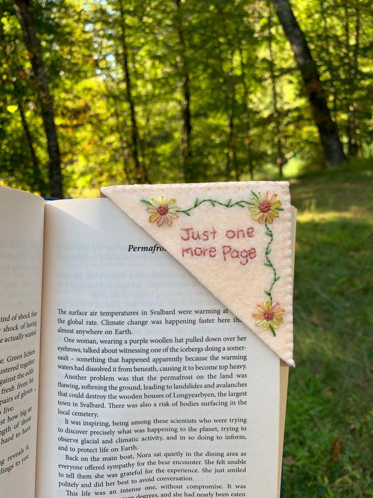 Hand Embroidered Felt Corner Page Bookmark - Just One More Page! - Etsy