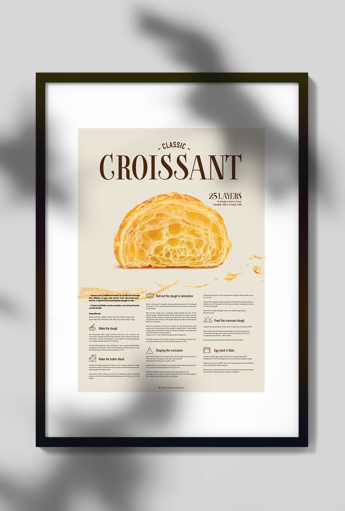 Croissant Poster With the Explanation on How to Bake Verified - Etsy