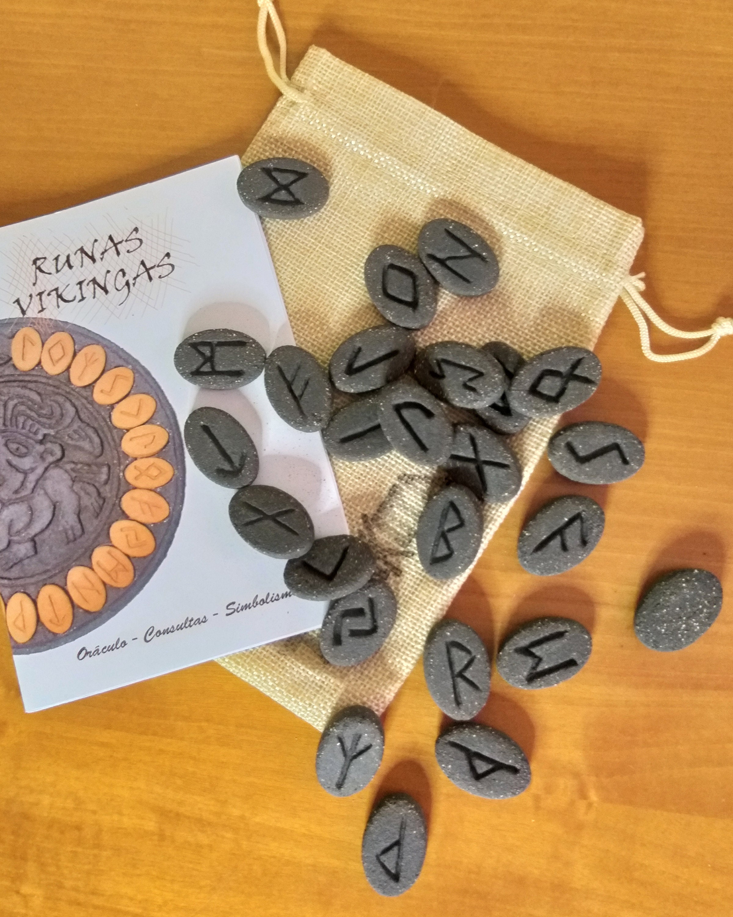 Elder Futhark Rune Set, Viking Rune Set, Black Ceramic Oval Runes ...