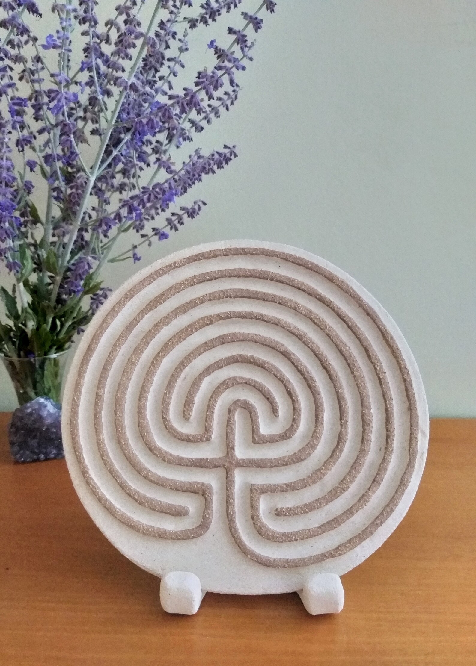 Cretan Labyrinth Ceramic, Finger Labyrinth Plate, Classic Labyrinth ...