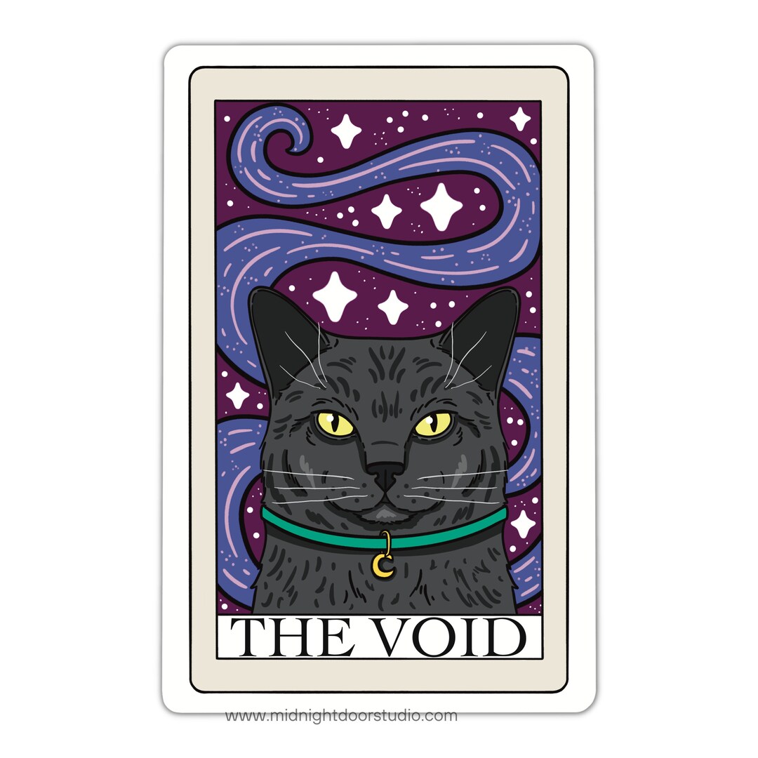 The Void Black Cat Tarot Card Vinyl Sticker, Cat Lover Decal, Tarot ...