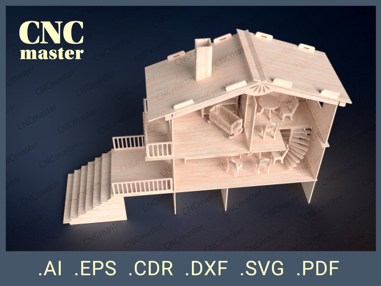 Doll House With Furniture (digital Model) | CNC Vector Model for CNC ...