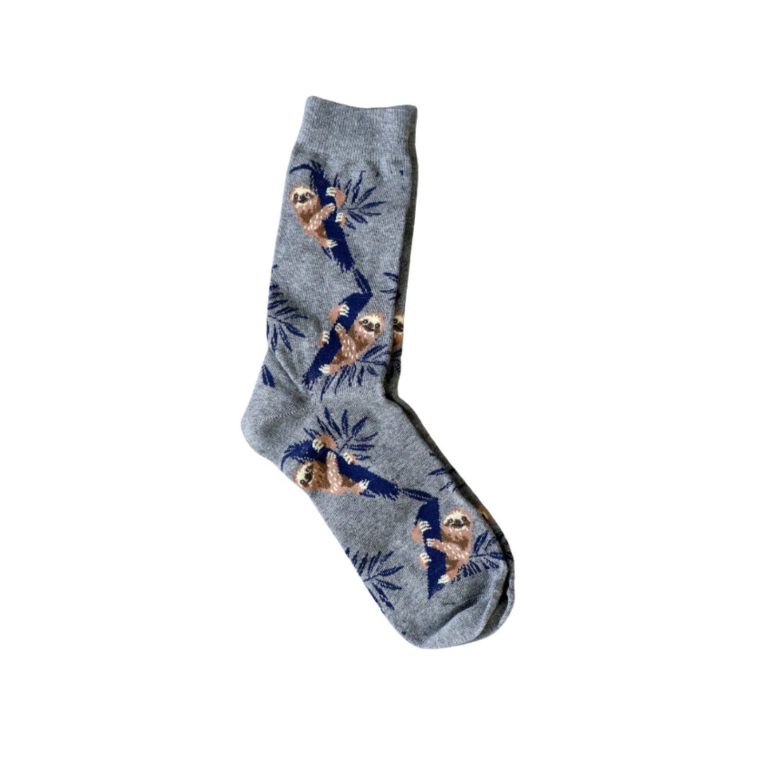Sloth Gray and Blue Socks | Sloth Animal Socks - Etsy