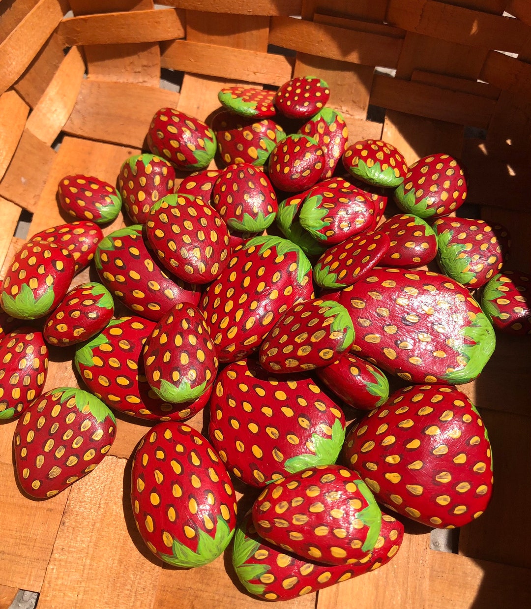 Hand Painted Strawberry Garden Stones - Etsy