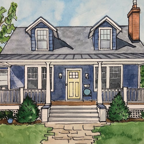 Custom Hand Painted House Portrait - Etsy
