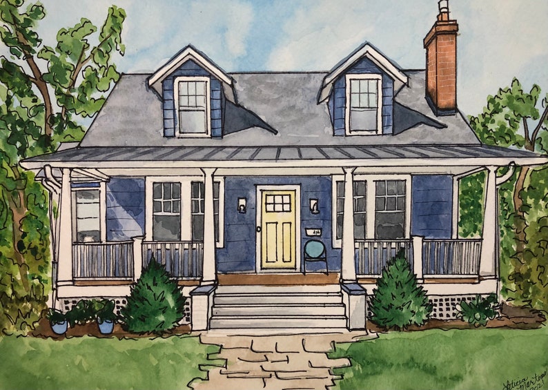 Custom Hand Painted House Portrait - Etsy