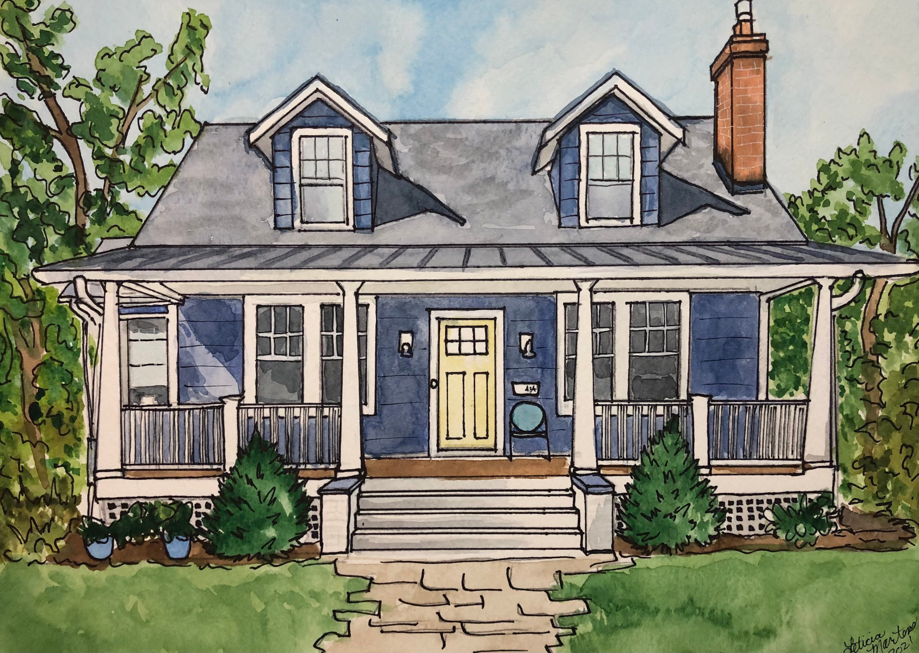 Custom Hand Painted House Portrait - Etsy