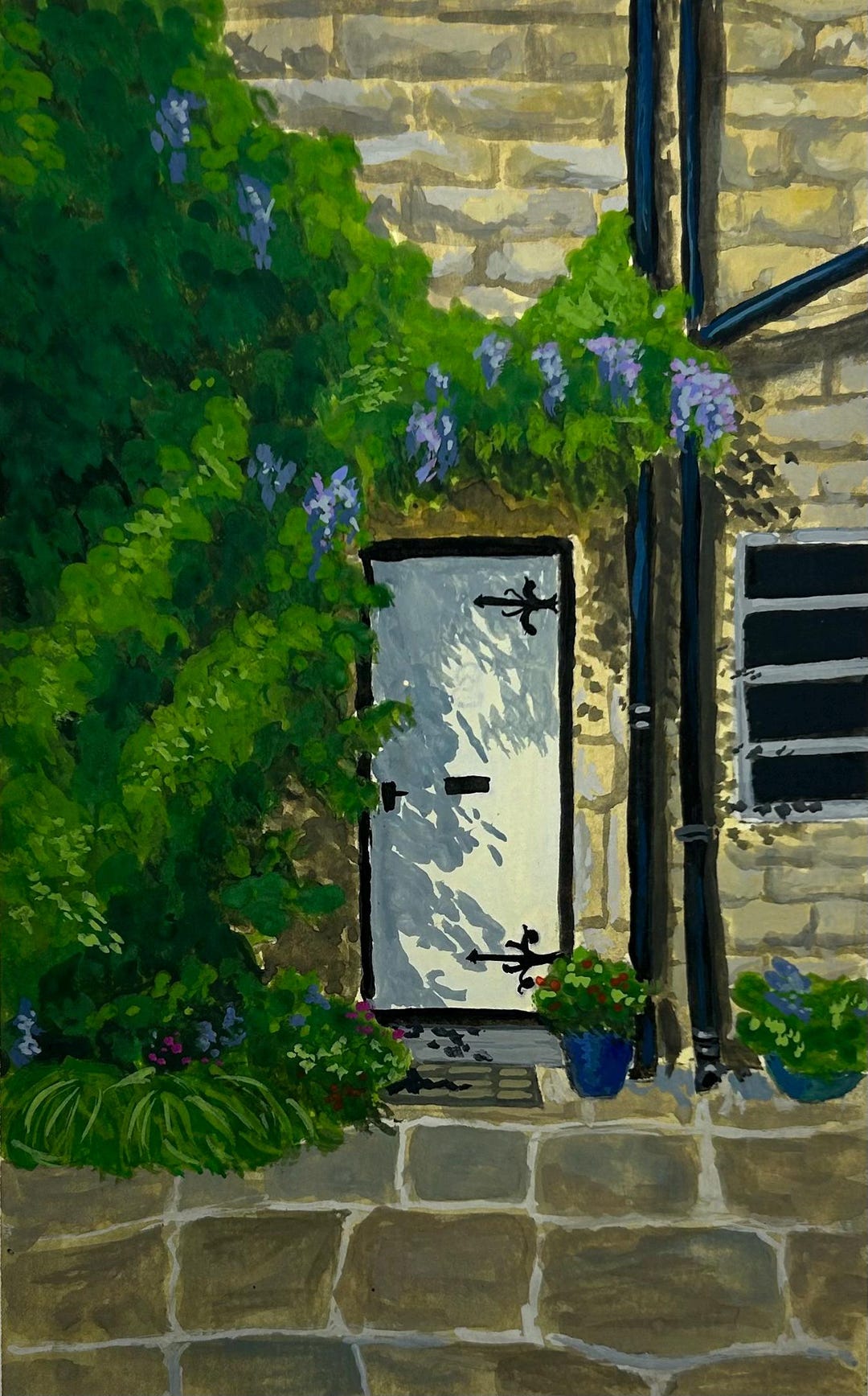Hand Painted Gouache Tree and House Door - Etsy