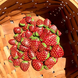 Hand Painted Strawberry Garden Stones - Etsy