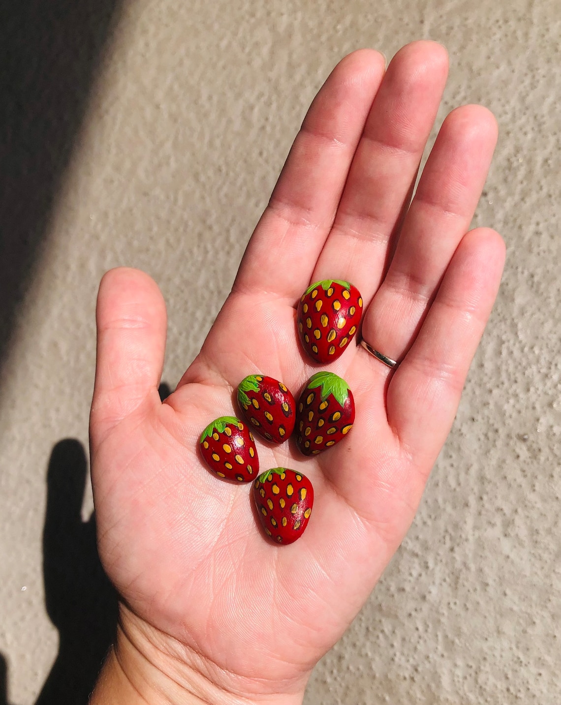 Hand Painted Strawberry Garden Stones - Etsy