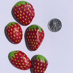 Hand Painted Strawberry Garden Stones - Etsy