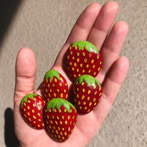 Hand Painted Strawberry Garden Stones - Etsy