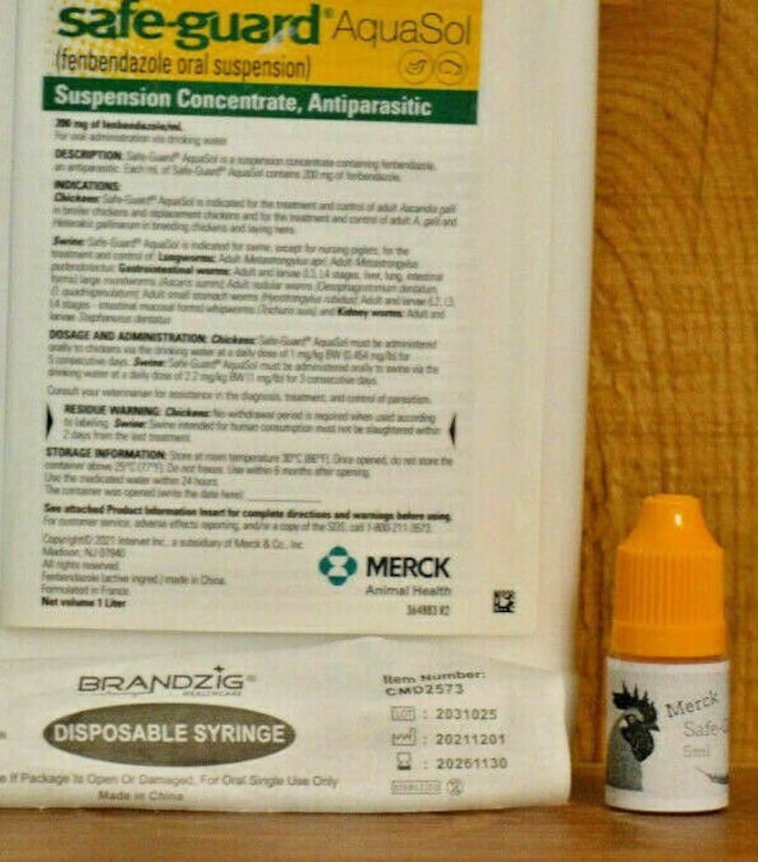 Merck Safe-guard Aquasol Dewormer small Flocks 5ml Treats 400lbs ...