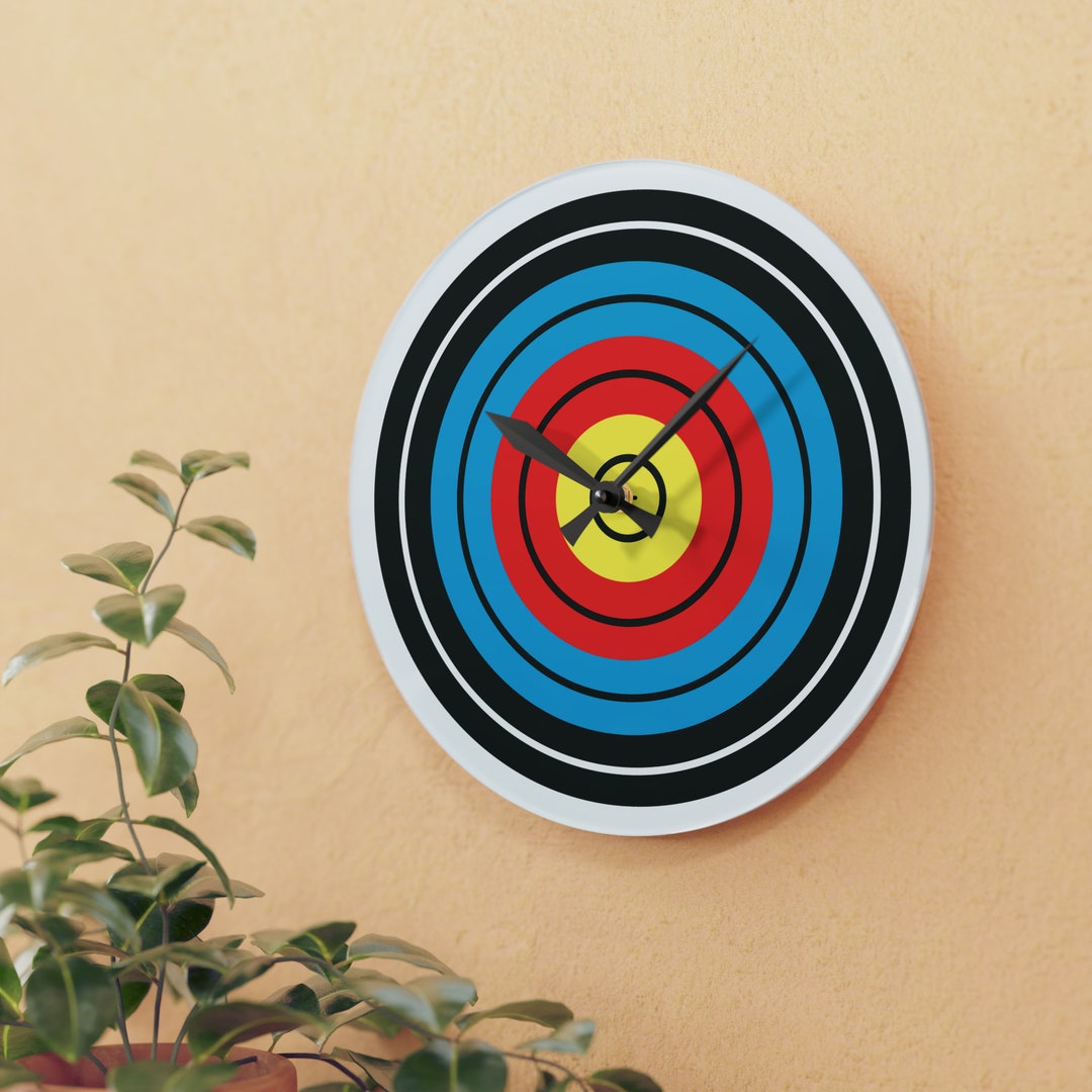 Archery Target Acrylic Wall Clock, Stay Punctual Bullseye Olympic ...