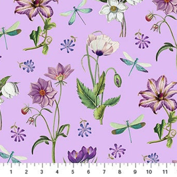 Purple Floral Fabric - Etsy