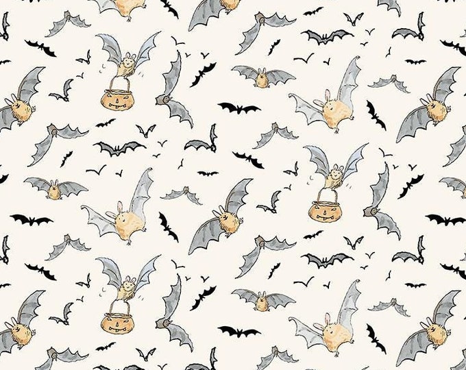 Halloween Bats Fabric / 100% Quilting Cotton / Bats on Cream ...