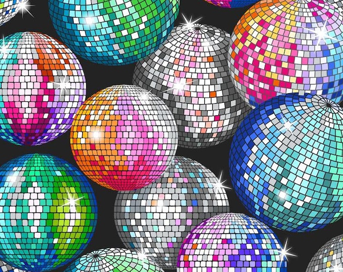 Disco Ball Fabric: Rainbow Metallic Quilting Cotton by Lewis & Irene (1 ...