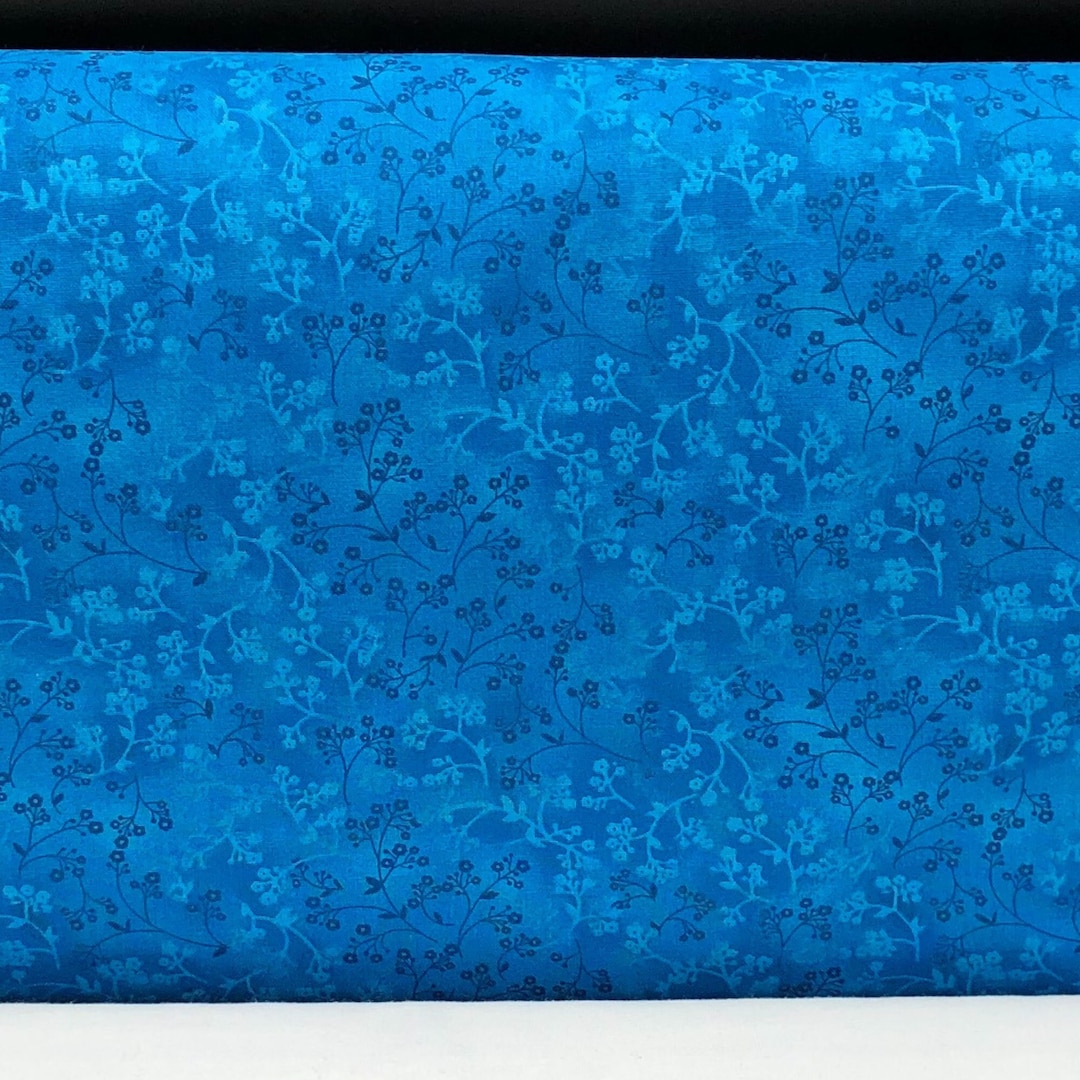 Turquoise Tonal Fabric / 100% Cotton Fabric / Razzle Dazzle / Vines and ...