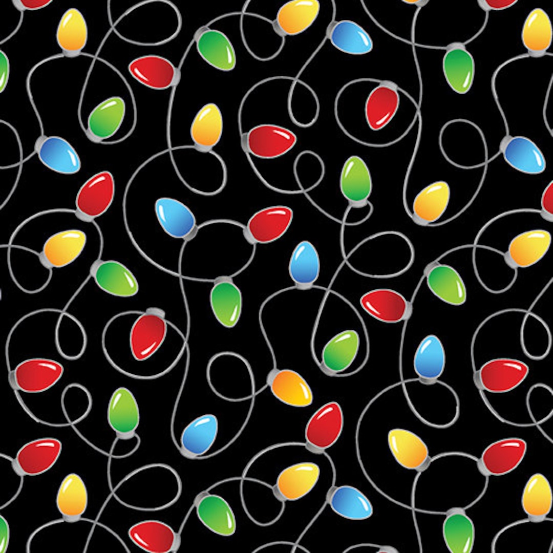 Christmas Lights Fabric / 100% Quilter Cotton Fabric / Mini Christmas ...