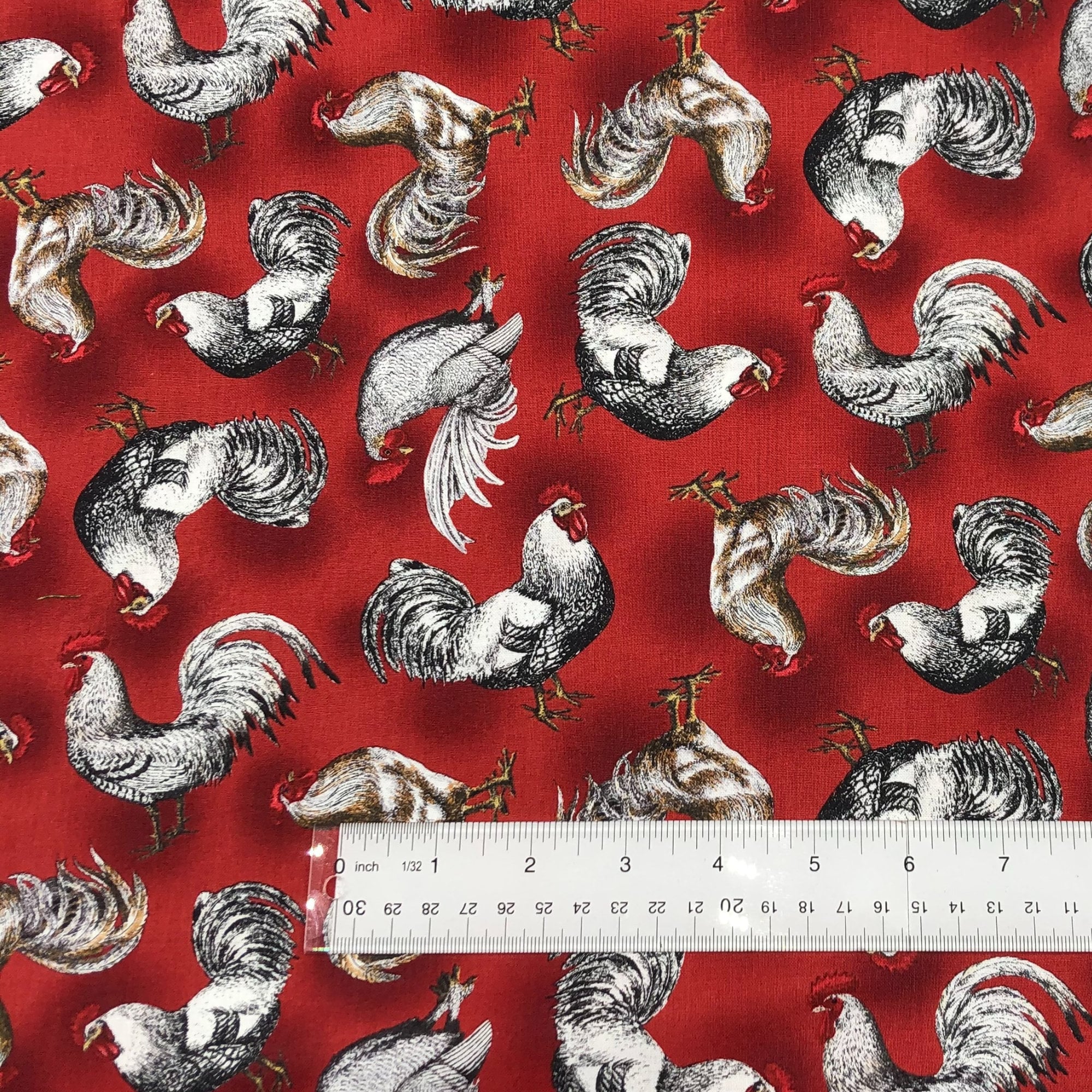 Chicken Fabric / 100% Cotton Fabric / Chicken Toss on Red / | Etsy