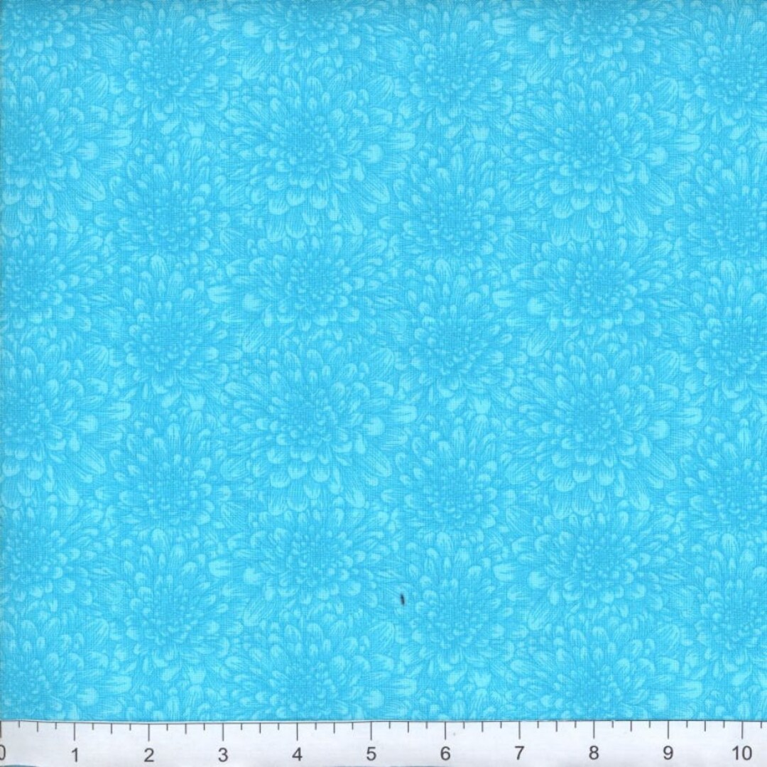 Caribbean Flower Burst Cotton Fabric, Aqua Tonal Material, by MDG, 44 ...