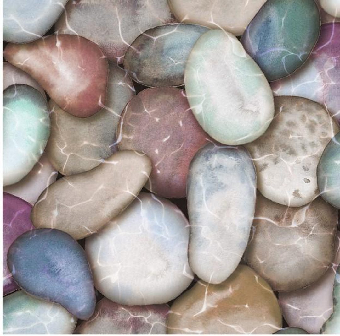 River Rocks Beige Quilting Cotton Fabric - Mystic Nature II, by Oasis ...