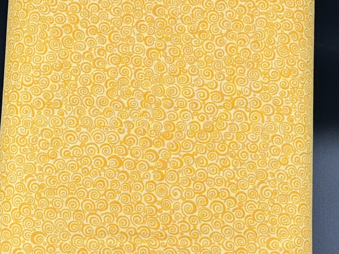 Yellow Tonal Fabric / 100% Cotton Fabric / Curly Q Tonal Yellow Fabric ...