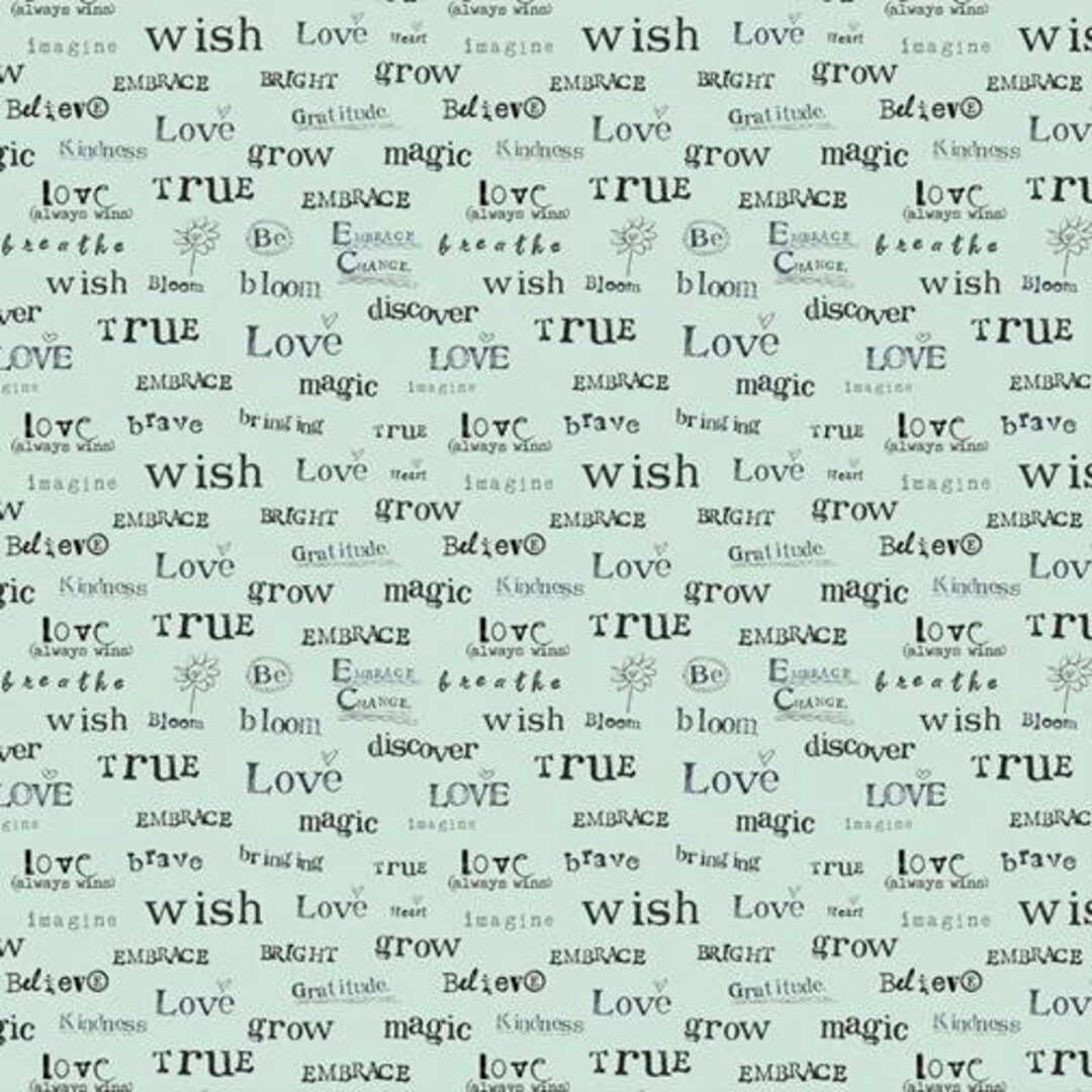 Motivational Words Fabric: Turquoise Quilter Cotton by Benartex, 44 ...