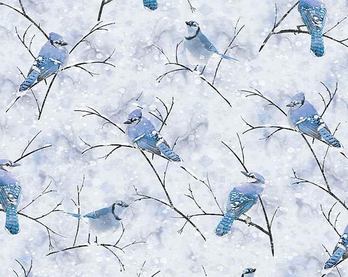 Blue Jay Fabric Blue Jay by Elena Naylor Woodland Blue Jay Bird Modern ...