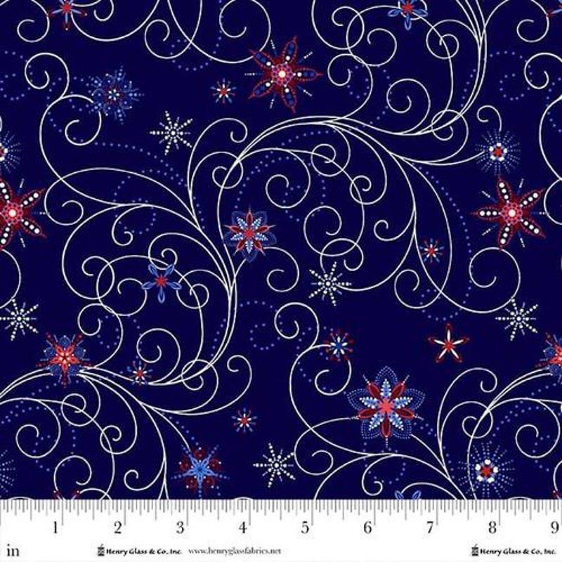 Navy Floral Fabric - Etsy