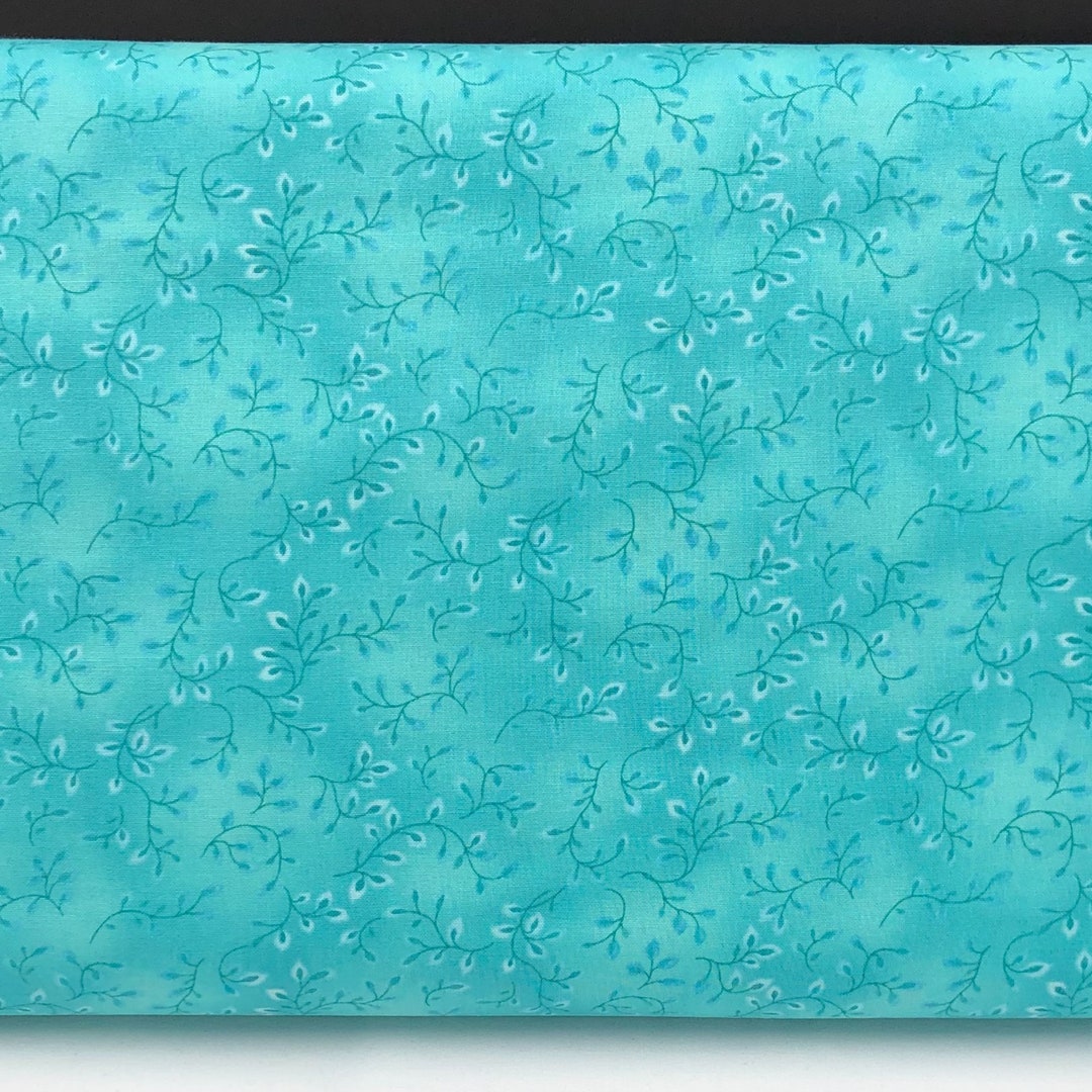 Teal Tonal Fabric / 100% Quilter Cotton Fabric / Jade Vines Blender ...