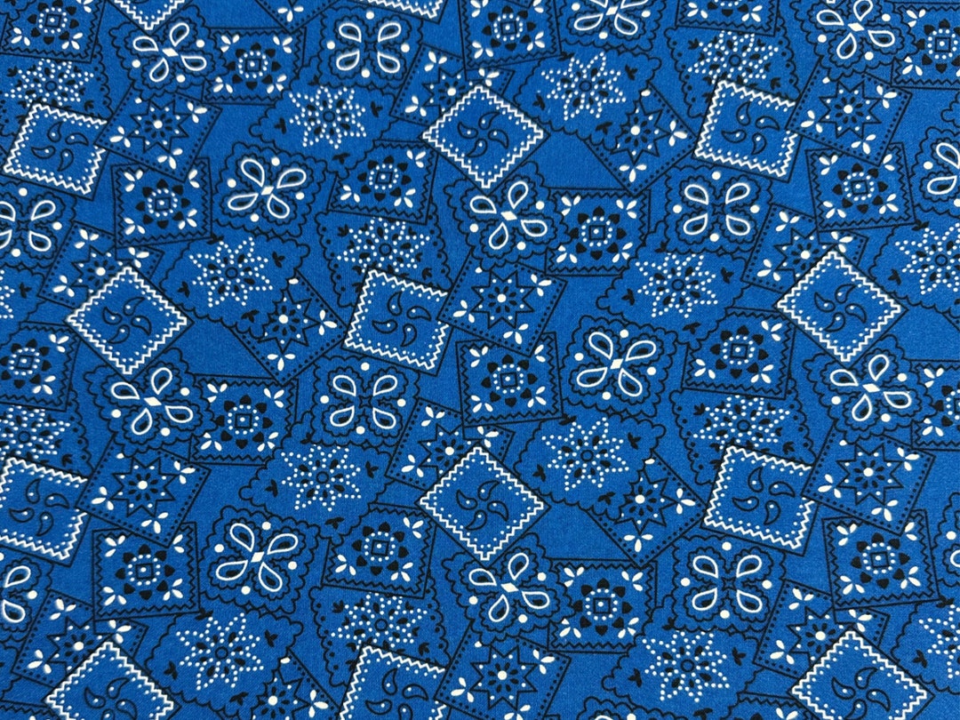 Blue Bandana Cotton Fabric, Patriotic Fabric, Americana Print, by ...