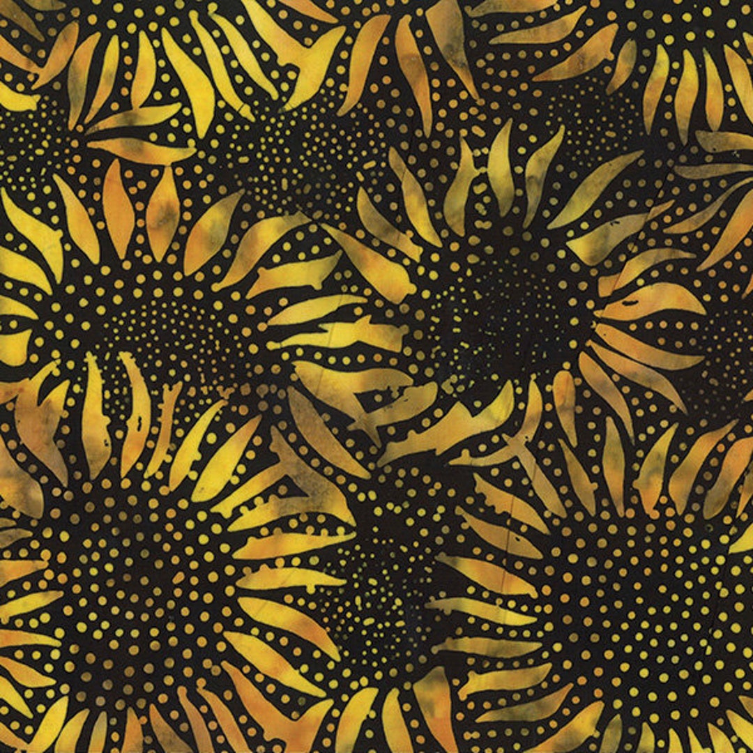 Sunflower Batik Fabric / 100% Cotton Fabric / Floral Batik / 884-695 ...
