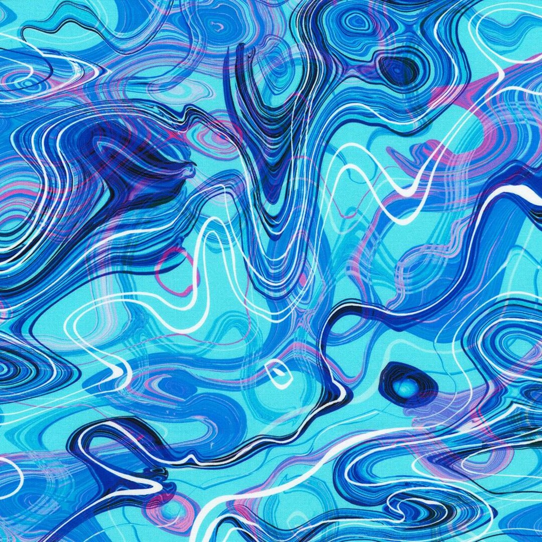 Blue Abstract Fabric / 100% Quilting Cotton / SRKD-22690-370 Pool ...