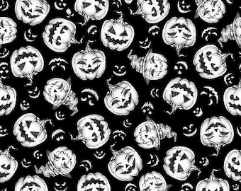 New! Scary Pumpkins, Glow in the Dark, Halloween Fabric! 100% Cotton. 1 ...