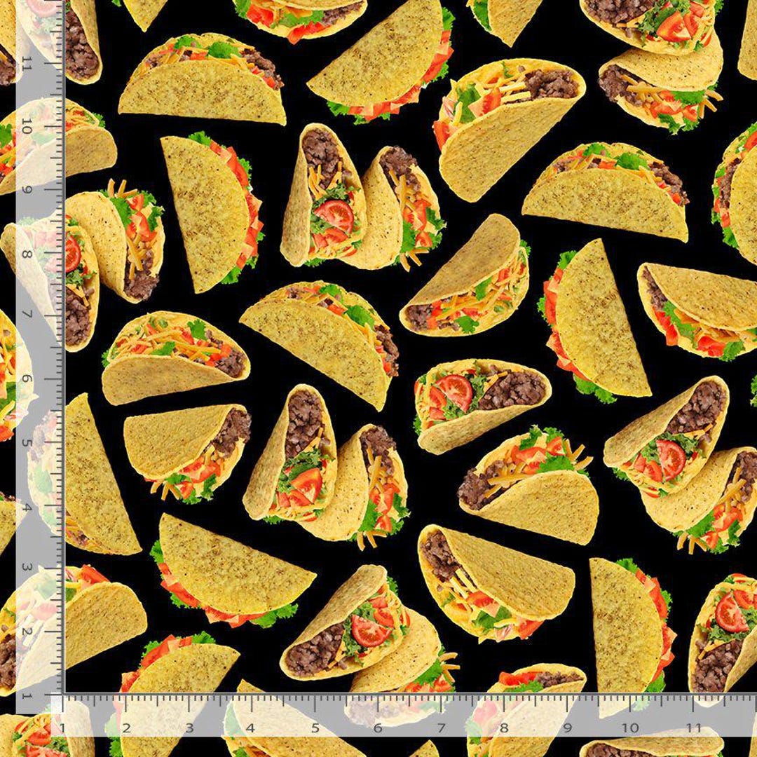 Taco Quilting Cotton Fabric, Black Fabric, CD 2216, by Timeless ...