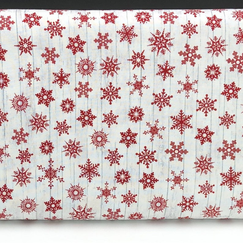 Snowflake Fabric / 100% Cotton Fabric / Red Snowflake Fabric / | Etsy